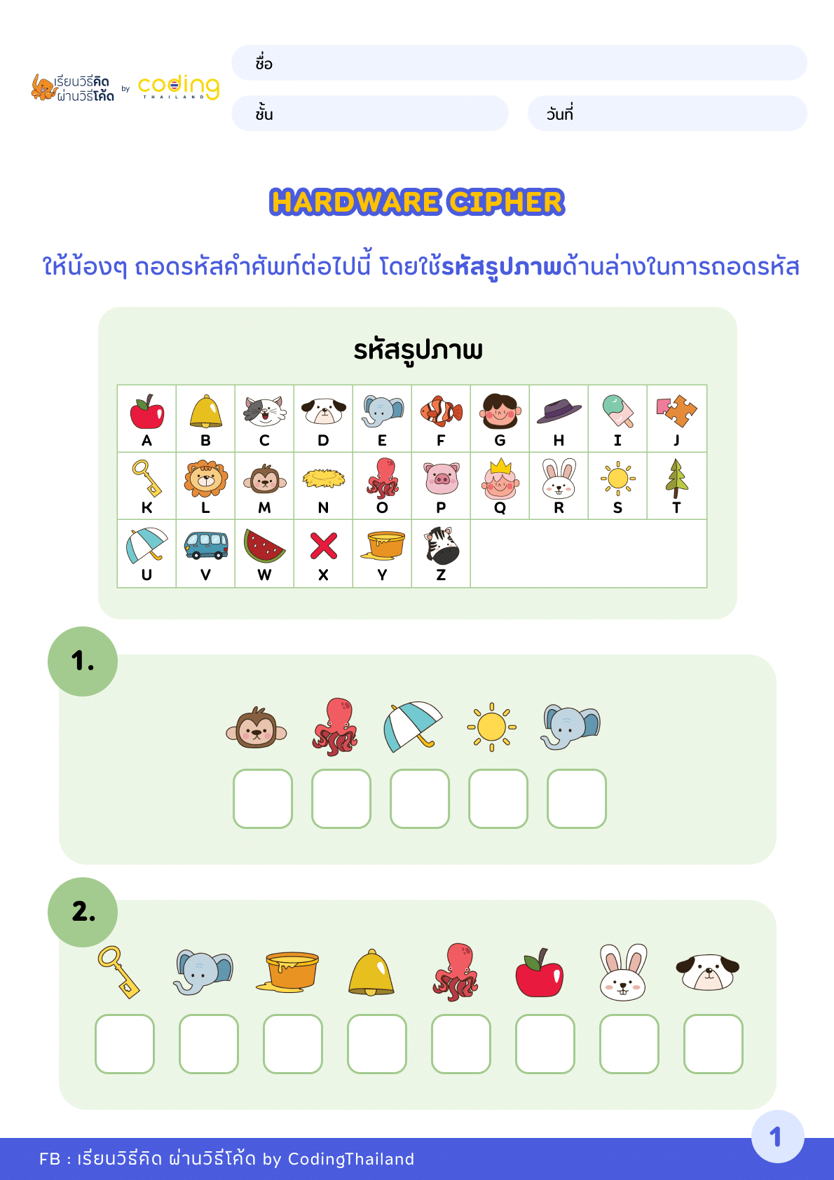 ดาวน์โหลดฟรี ใบงาน แบบฝึกหัด วิทยาการคำนวณ ใบงานUnplugged Coding โดย ...